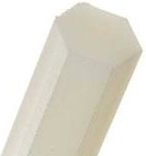 Nylon Hex Rods, 3/16 to 2.0 inch hex, Natural
